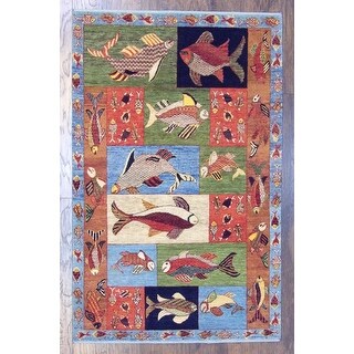 Wahi Rugs Hand Knotted Fish Design Coastal 4'0"x6'0" - Bed Bath ...