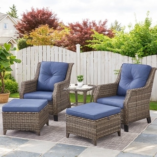 Gymojoy Outdoor High Back Chair Set of 5 - Grey Wicker - Bed Bath ...