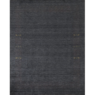 Navy Blue Gabbeh Area Rug Hand-Knotted Tribal Wool Carpet - 8'1"x 9'9 ...