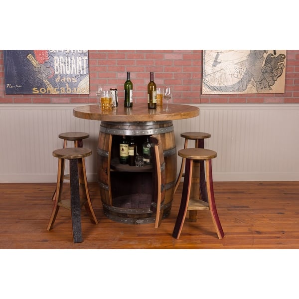 Wine Barrel Designs 4-Person Barrel Bar Set with Storage - Bed Bath ...