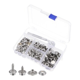 50 Sets Screw Snap Fasteners Kit 15mm Metal Snaps with Dies, Silver ...