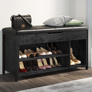 Shoe Bench, Lift Top Shoe Storage Bench, Adjustable Shelf Entryway ...