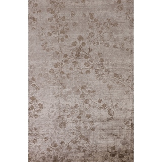 Beige Floral Art & Craft Turkish Area Rug Machine Made Carpet - 5'0" x ...