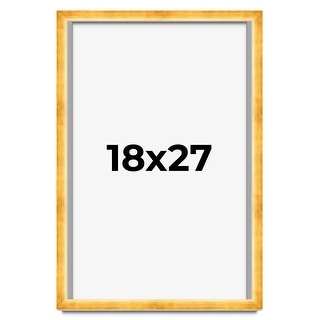 18x27 Shadow Box Frame Gold | 1.625 Inches Deep Real Wood Traditional ...