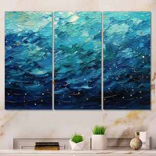 Designart "Oceanic Collage I" Abstract Collages Art Living Room Set ...
