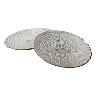 Round Metal Plate with Hammered Details,Set of two,White and Champagne ...
