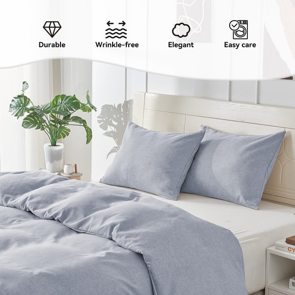 Faux Linen Breathable & Soft Solid Color Duvet Cover Set - On Sale ...