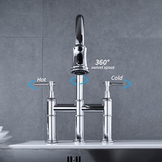 GIVINGTREE Chrome Transitional Bridge Kitchen Faucet with Pull-Down ...