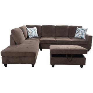 Momei Flannel 3-Piece Sofa Set for Living Room - Bed Bath & Beyond ...