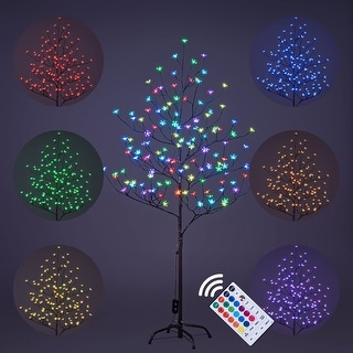 5 Feet Cherry Blossom Lighted Tree, RGB with Remote Control, 16 Color ...