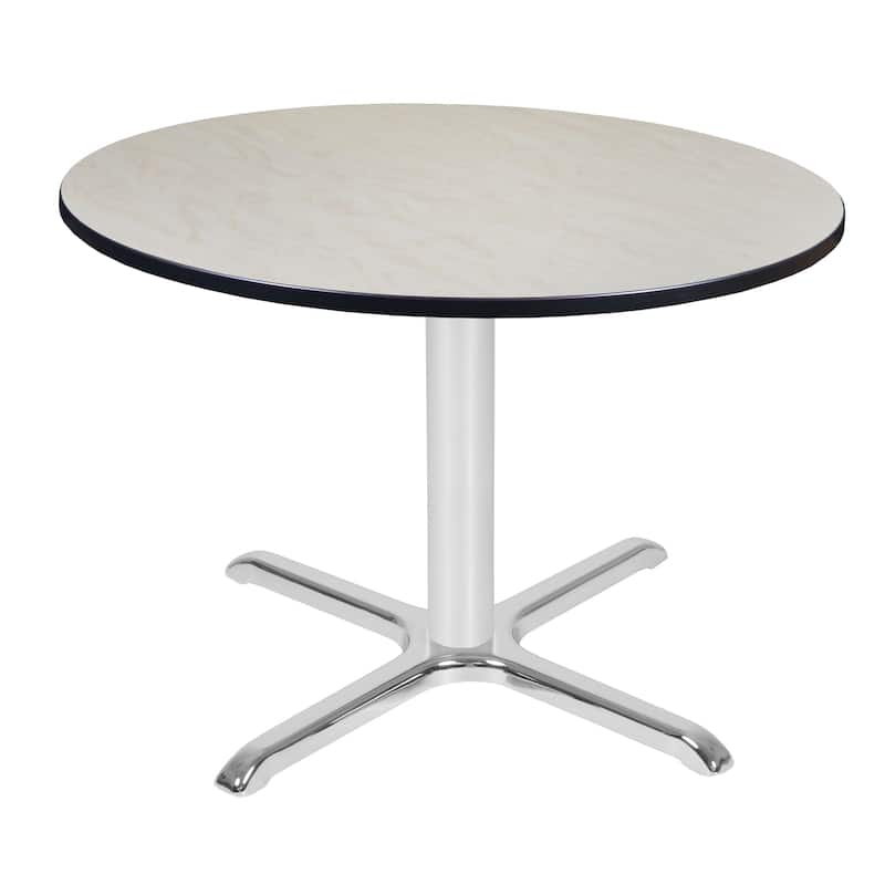 Via Round Melamine Table with Metallic X-cross Base - Overstock - 25776594