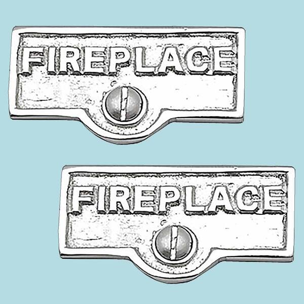 2 Switch Plate Tags FIREPLACE Name Signs Labels Chrome Brass ...