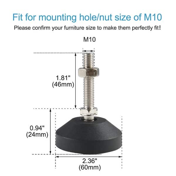 M10 x 50 x 60mm Machine Equipment Leveling Feet Adjustable Leveler Legs ...
