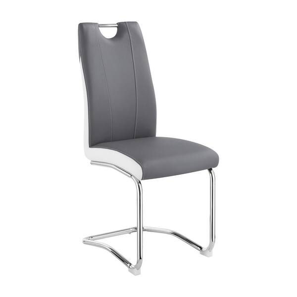 17 Inch Cantilever Accent Side Dining Chair, Set of 4, Gray Upholstery ...