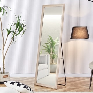 Third generation, light oak solid wood frame full-length mirror, large ...