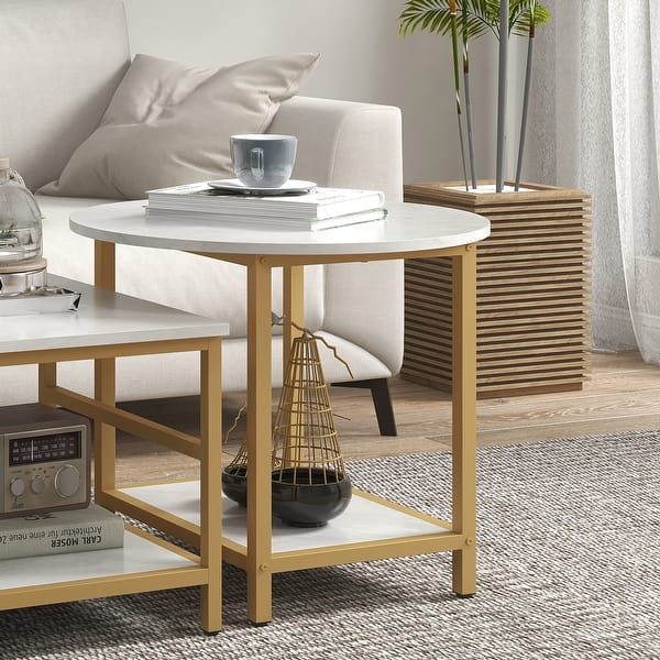 white rounded rectangle coffee table