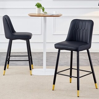Stylish PU Bar Stools with Gold Accents and Cross Reinforcement Design ...
