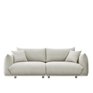 Removable Back Couch Fabric Upholstered Sofa w/ Metal Legs & 2 Pillows ...