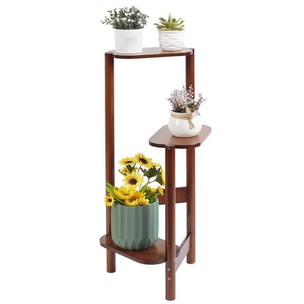 3 Tiers Ladder Triple Plant Stand Corner Bamboo Plant Shelf Rack - Bed ...