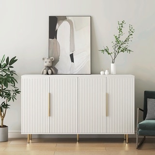 Modern Fluted Sideboard Buffet Cabinet with Adjustable Shelves and Ample Storage - Bed Bath ...