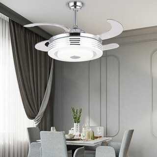42 Inch Fan Light Silver Ring Bluetooth with Remote Control - 42 Inches ...