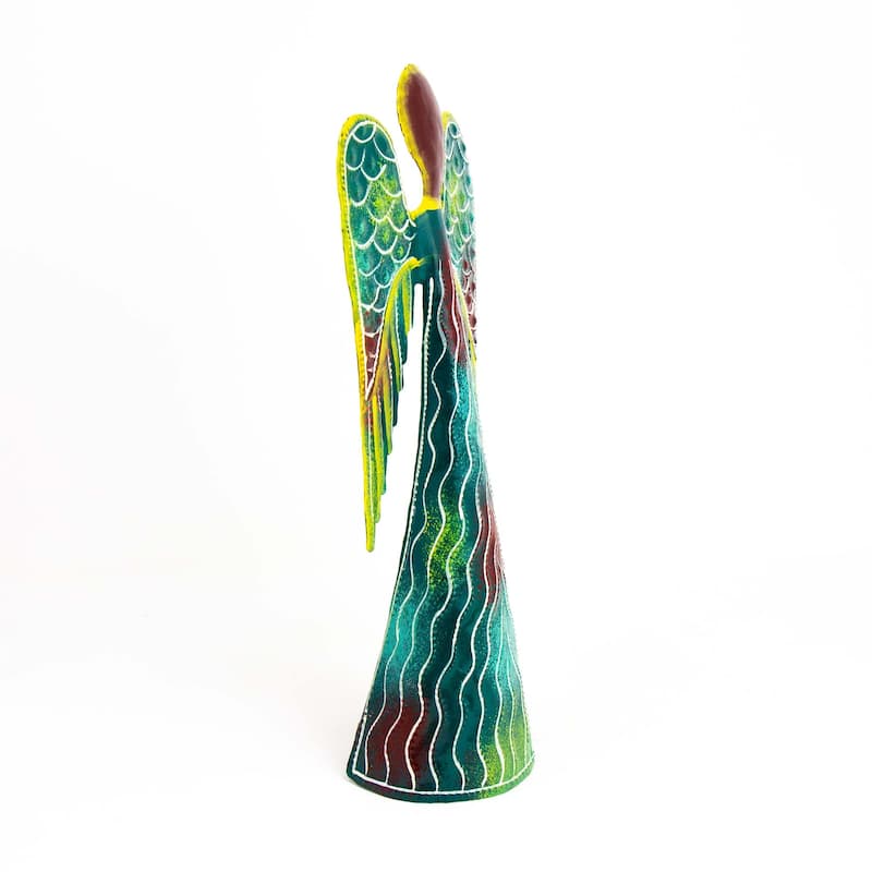 Green Handmade Metalwork Standing Angel (Haiti) - Overstock - 9253546