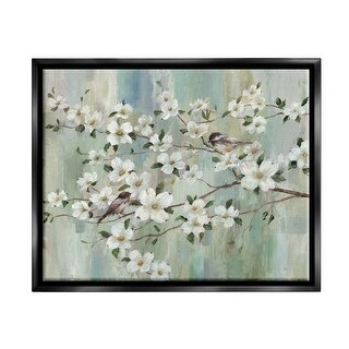 Stupell Delicate Cherry Blossom Flowers Perched Birds Classic Painting ...