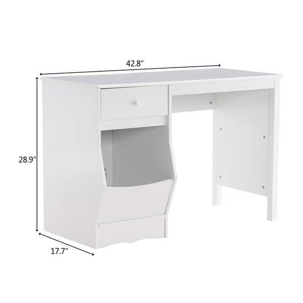 Simple Student Table Kids Desk White with Drawers and Storage Function ...