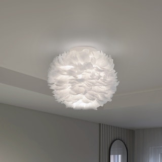 Artika Plume Modern Feather Shade Ceiling Light Fixture, White - Bed ...