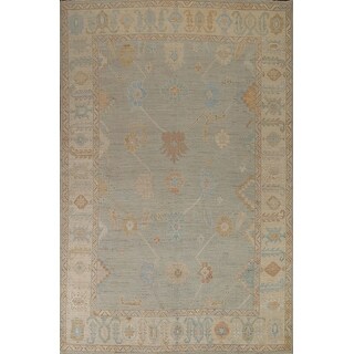 Light Blue Oushak Turkish Vegetable Dye Wool Area Rug Hand-knotted - 8 ...