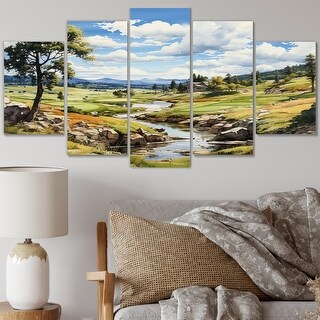 Designart "Lake And River Tranquility I" Landscapes Multipanel Wall ...