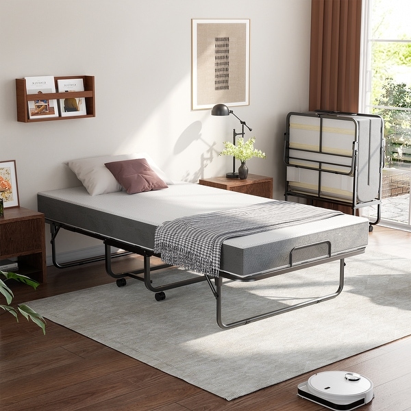 Folding Bed with 5 Inch Memory Foam Mattress Small Single Bed Extra Guest Bed with Wheel On Sale Bed Bath Beyond 41525370