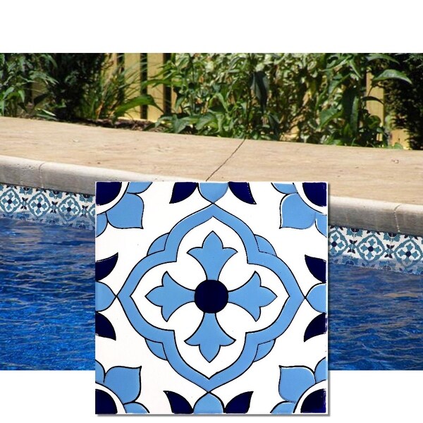 Fatima Blue Linear Design Bathroom Kitchen Pool Waterline 6x6 tiles ...