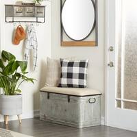 River of Goods Tan Tufted Faux Leather and Distressed Metal 17-inch ...