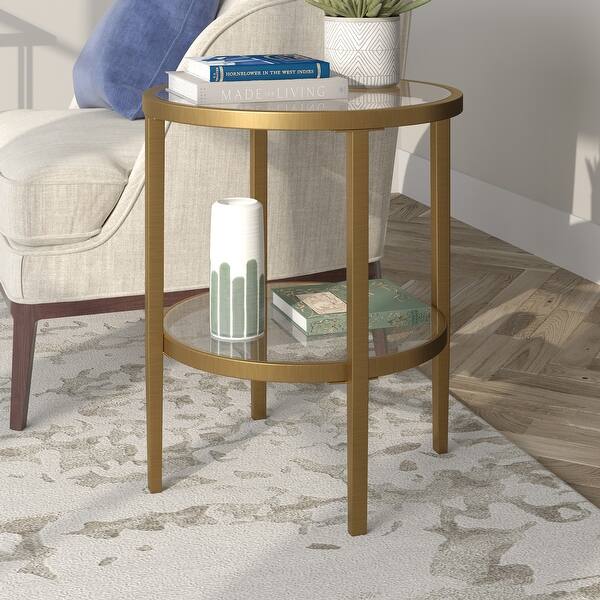 Hera 19.63'' Wide Round Side Table with Clear Glass Shelf - Bed Bath & Beyond - 36557377