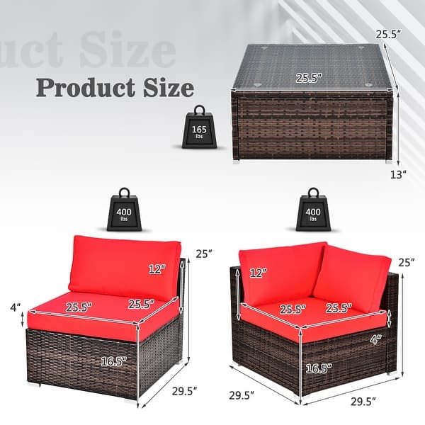 Costway 6PCS Patio Rattan Furniture Set Cushioned Sofa Coffee Table ...