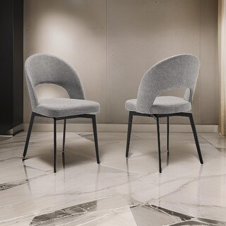 Omi 23 Inch Swivel Dining Chair Set of 2, Gray Polyester, Open Back ...