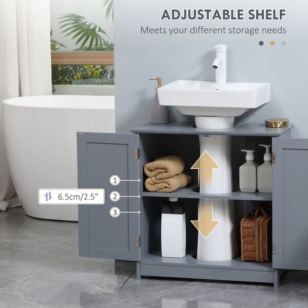 HOMCOM Under Sink Bathroom Cabinet with 2 Doors and Shelf Pedestal Sink Bathroom Vanity Cabinet Bed Bath Beyond 27565221