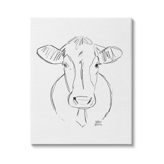 Stupell Farm Cattle Cow Pencil Sketch Drawing Portrait Canvas Wall Art ...