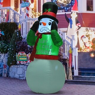 HOMCOM Blow-Up 7 ft. Shivering Snowman Inflatable Christmas Decoration ...