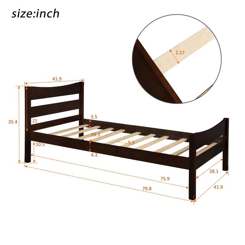 Merax Twin Wood Platform Bed Frame with Headboard and Slat Support ...