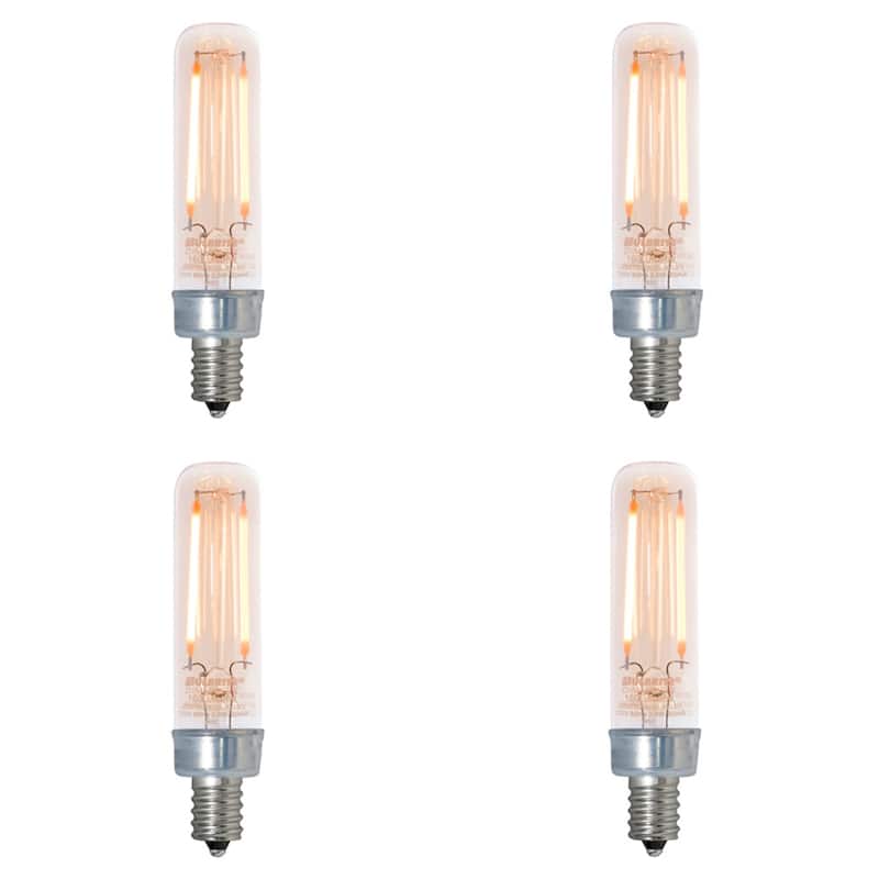 Bulbrite Pack of (4) 2.5 Watt Dimmable Antique Filament T6 Candelabra (E12) LED Bulb - 160 ...