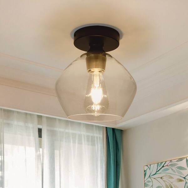 Industrial Semi Flush Mount Ceiling Light Glass Shade for Hallway ...