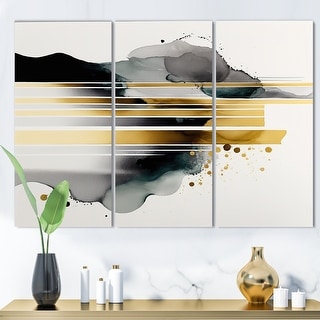Designart "Abstract Transitional Shapes Black II" Modern Shapes ...