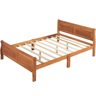 Classic Wood Platform Bed Full Size W Headboard And Footboard Solid