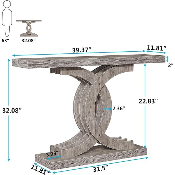 Farmhouse Wood Console Tables with Geometric Base for Entryway - Bed ...
