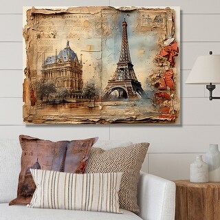 Designart "Paris Nostalgia Vintage Collage" City Paris Wall Art Prints ...