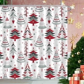 72x72 Christmas Tree Shower Curtain, Holiday Bathroom Decor with Hooks ...
