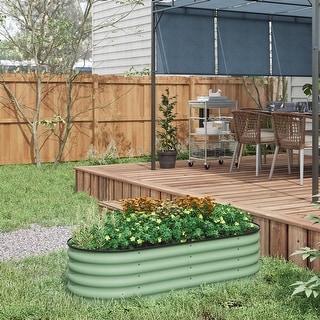 Bottomless Metal Raised Garden Bed w/ Safety Edging Metal Elevated ...