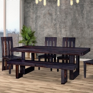 Harrington 80 in. Brown Acacia Solid Wood Rectangle Dining Table Seats 6-8 - Bed Bath & Beyond ...